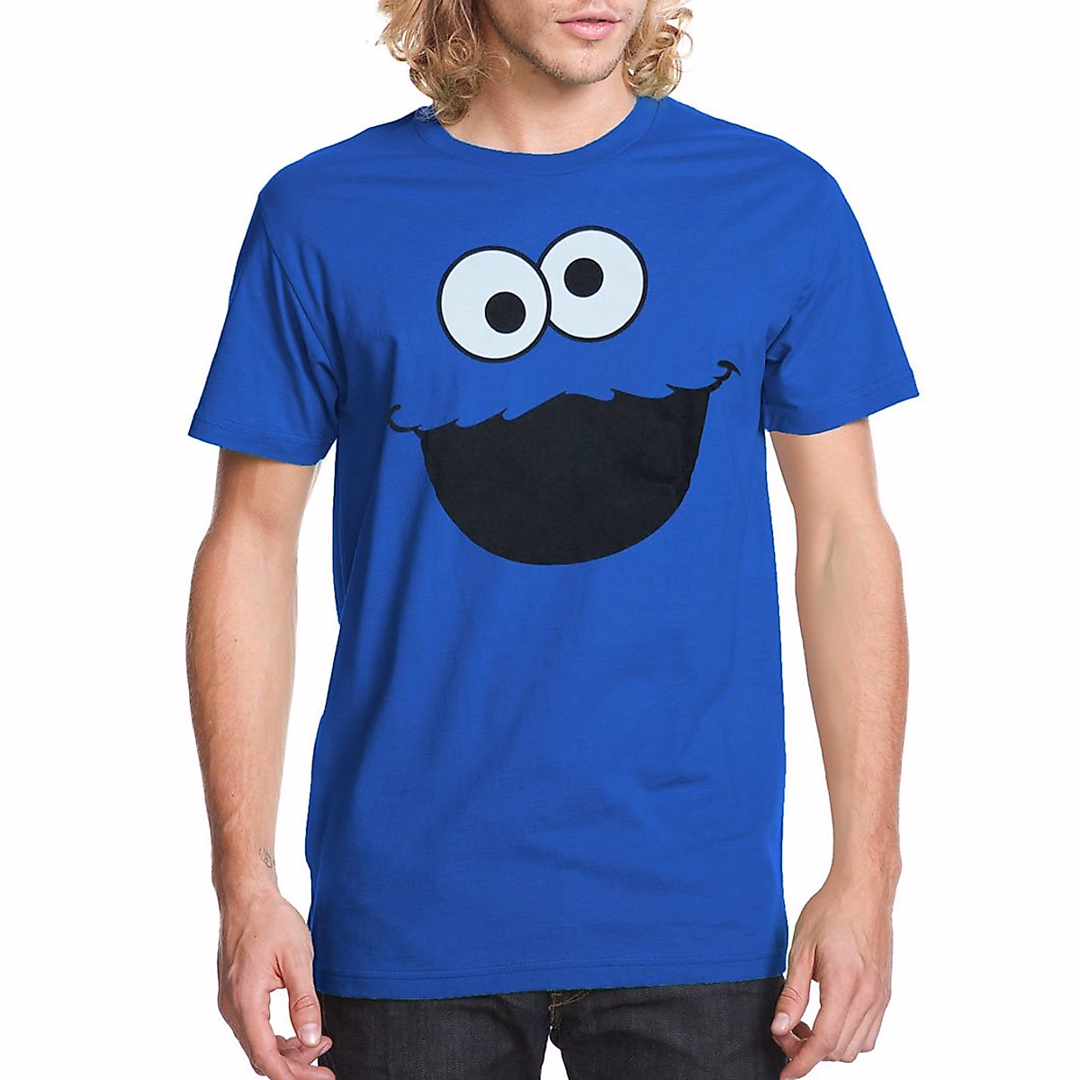 Animation Shops Cookie Silly Monster Face Adult T-Shirt (Medium) Royal Blue