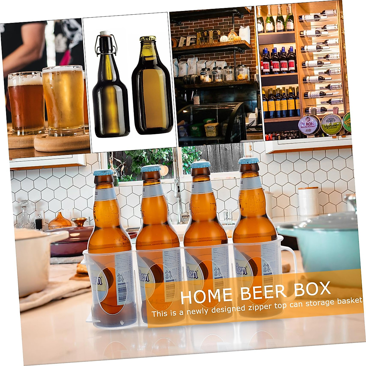 Hemoton 2pcs Refrigerator Organizer Bins Drink Holder Storage Bin Portable Pop Soda Can Dispenser Beverage Holder for Fridge Storage Sliding Freezer Kitchen Countertops Cabinets