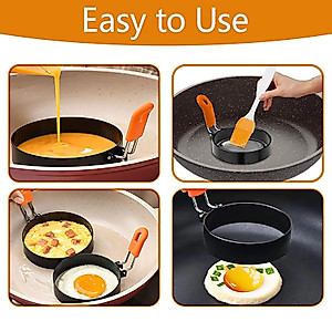8 Pcs Egg Pancake Rings Set for Griddle, 8" Omelette Ring, 6" Pancake Molds, 4" Fried Egg Rings, 3" Egg Ring for Frying Egg, Non-stick Stainless Steel Egg Pancake Mold with Silicone Handle