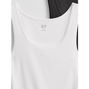 GAP Womens Ribbed Tank Top Cami Shirt, White V2 Global Pack, Large Tall US