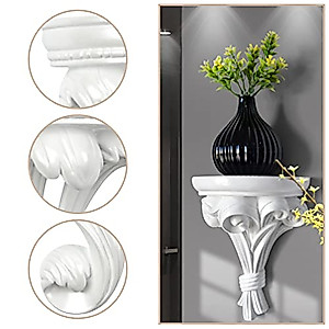 Cabilock Wall Floating Shelf Retro Baroque Resin Flower Pot Stand Planter Bracket Decorative Display Hollow Shelf Wall Art Decoration for Bedroom Bathroom Kitchen