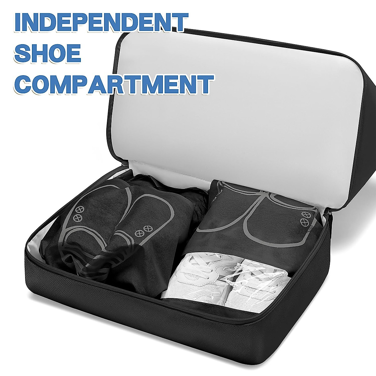 ETRONIK Weekender Bag for Women, Medium Canvas Travel Bags with USB Charging Port, Carry on Bag for Airplanes with Shoe Compartment, Overnight Gym Duffel Bag for Travel Yoga Deliver, 3 Pcs Black