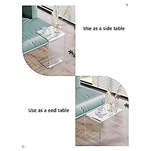 GETCK Acrylic Coffee Table. Modern Clear Side Table Bedroom Or Living Room Furniture, Waterfall Coffee Table, Fashion Sofa Table with Round Edges,24'' L x 14'' W x 12'' H