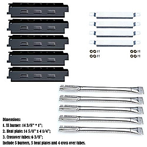 Direct Store Parts Kit DG258 (5-Pack) Repair Kit Replacement for Charbroil 6 Burner Gas Grill Stainless Steel Burners, Crossover Tubes & Porcelain Steel Heat Plates
