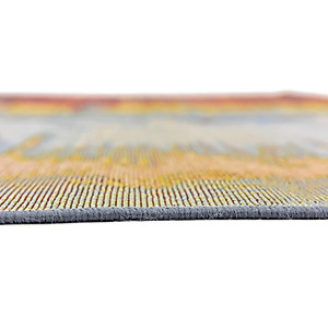 Unique Loom Outdoor Modern Collection Area Rug - Baja (4' 1" x 6' 1" Rectangle, Multi/ Beige)