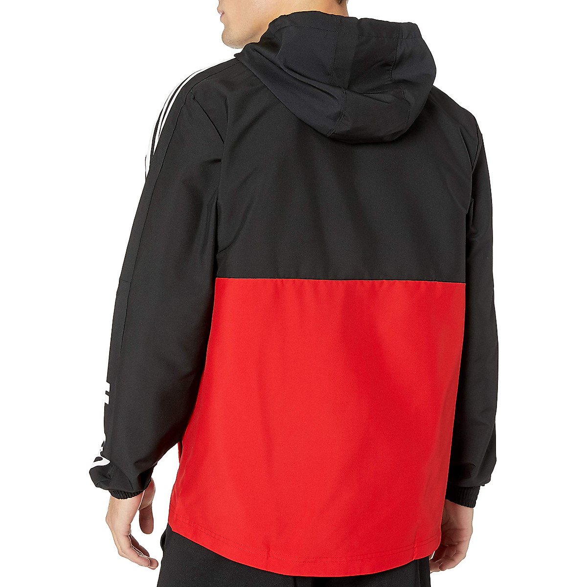 adidas Men’s Essential Colorblock Windbreaker, Black/Scarlet/White, Large