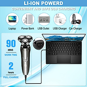 Electric Razor for Men,Electric Shavers for Men IPX7 Waterproof Mens Shaver Rechargeable with Beard Trimmer, 4 in 1 3D Rotary Mens Razor Shaver Kit Cordless Shaving Machines for Husband Father Gift