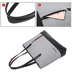 Scarleton Water Resistant Tote Bag for Women, Multi Pocket Diaper Bag, Multipurpose Casual Bag and Laptop Bag, H20550301, Grey/Black