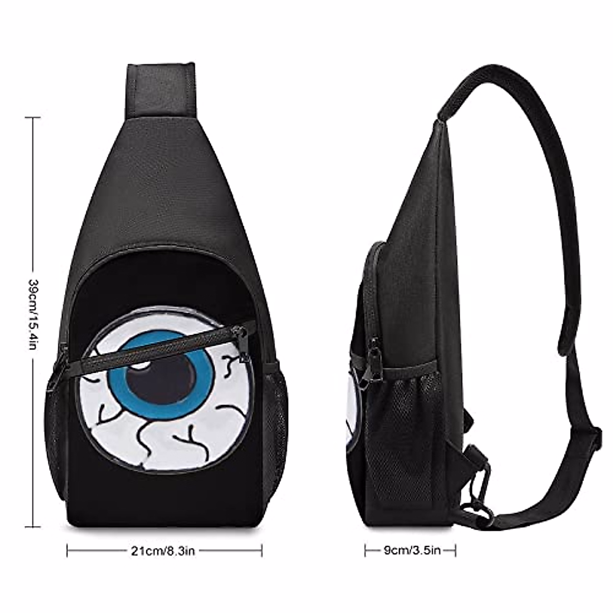 Enamel Pin Eyeball Crossbody Backpack Shoulder Bag Lightweight One Strap Sling Bag Travel Hiking Daypack