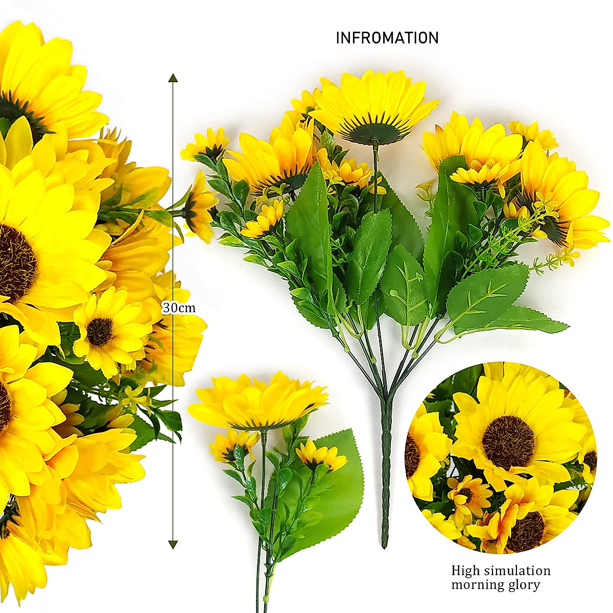 QIANYUN Sunflower Artificial Flowers,10PCS Small Daisy Small Wild Flower,Realistic Silk Sunflower for Party Bouquet Arrangement Home Desktop Wedding Decor Home Garden Decoration (Style A)