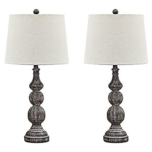 Signature Design by Ashley Mair Rustic Farmhouse Poly Table Lamp Set of 2, Gray