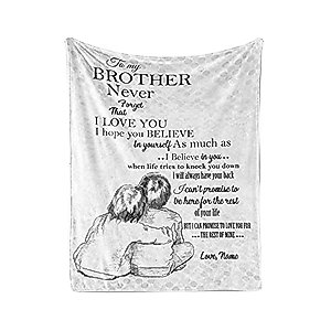 Launchigo Customized to My Brother Blanket Soft Sherpa Throw Blanket for Christmas, Birthday, Graduation, Thanksgiving & Christmas Gift. (to My Brother-from Brother 04, 30"X40") Baby Blanket.