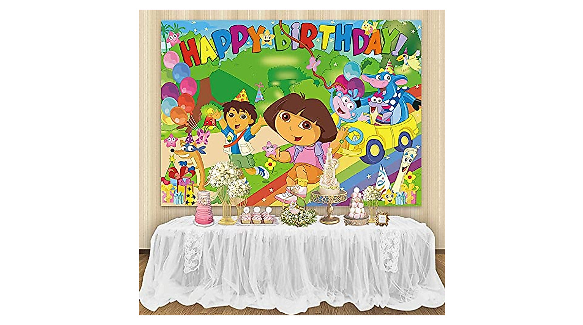 Maijoeyy 7x5ft Explorer Cartoon Backdrop for Kids Birthday Party