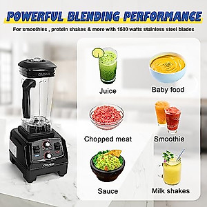 CRANDDI Professional Blenders with Timer for Kitchen, 1500W, 70oz Commercial Blenders for Shakes and Smoothies, Easy to Clean, YL-011 Black