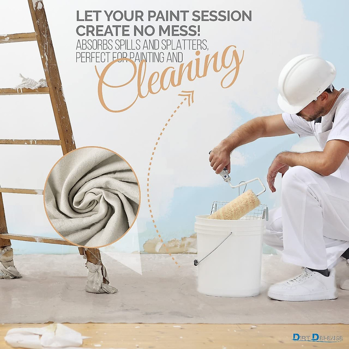 Pack of 2: All Purpose Canvas Drop Cloth Cotton Tarp 9x12 Large Canvas Tarp for Art Supplies, Drop Cloth for Painting Supplies/Paint Canvas Fabric or Couch Cover and Furniture Cover from Paint