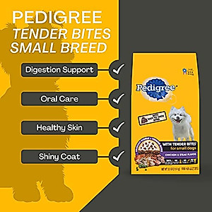 Pedigree Small Dog Food Dry Tender Bites Bundle | Includes 2 Bags of Chicken & Steak Flavor Pedigree Dog Food Dry Tender Bites (3.5 LB) | Plus Paw Food Scoop!