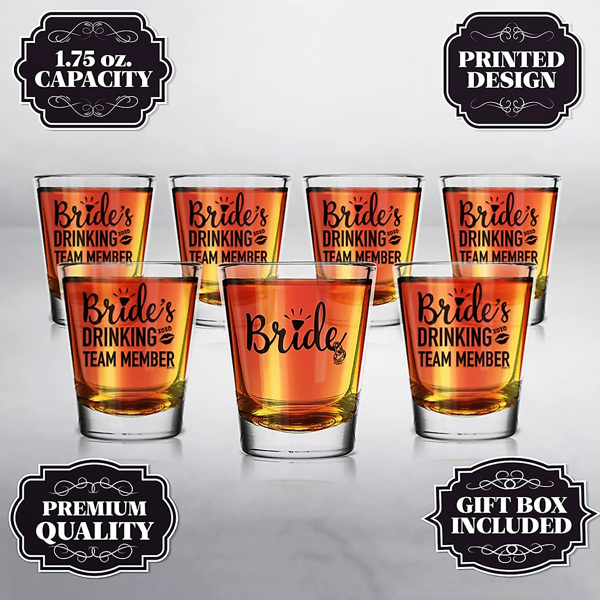 shop4ever Bride and Bride's Drinking Team Member Xoxo Shot Glasses 7 Pack (7)