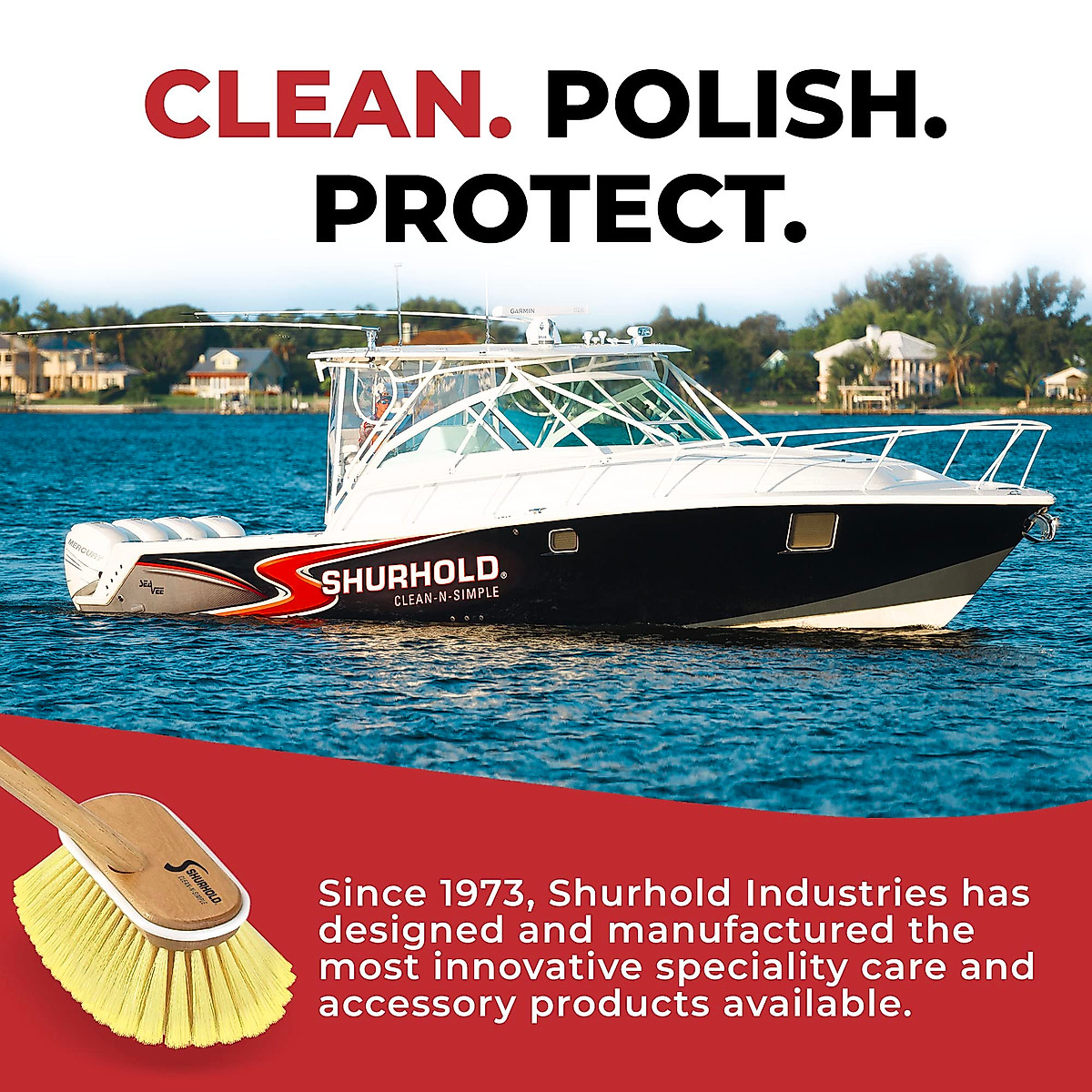 Shurhold 1960 Marine Mate 6 Inch Soft Bristle Brush with 48 Inch Handle