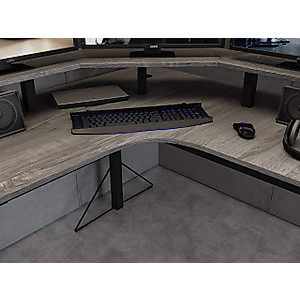 DAR CORE Computer Gaming L-Desk with Power, Gray/Black