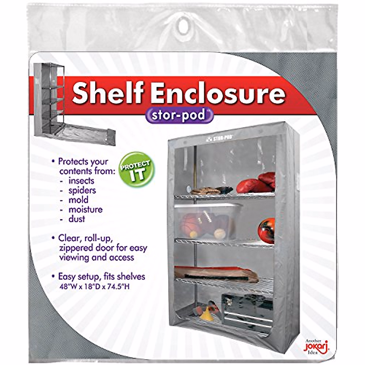 Jokari Storage Shelf Enclosure, Durable Wire Shelving Cover, Best Protection for Shelves, Keeps Out Dust, Dirt, Insects and Moisture, Keeps Your Items Guarded from External Elements