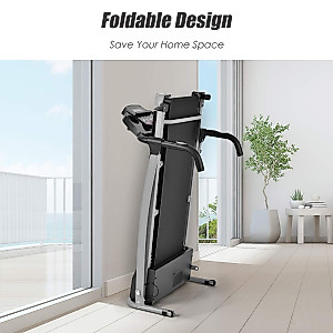 Goplus 800W Folding Treadmill Electric Motorized Power Fitness Running Machine with LED Display and Mobile Phone Holder Perfect for Home Use