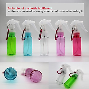 empty spray bottle for hand sanitizer, travel bottle with keychain ,small spray bottle, mini spray bottle, empty spray bottle with leak-proof and refillable, 5pcs（2oz/60ml）