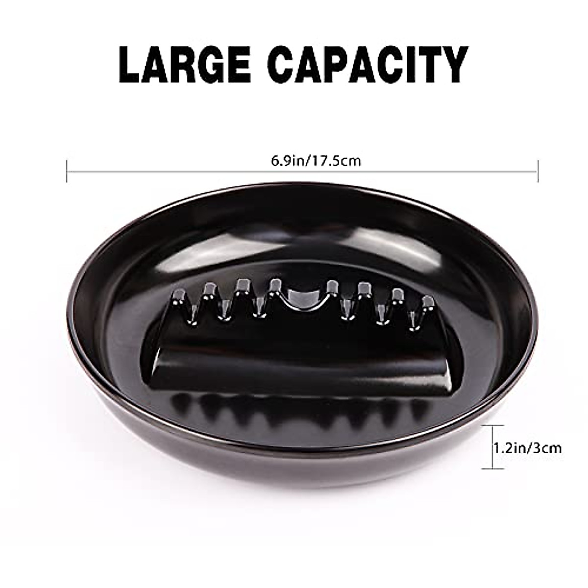 Premium Plastic Ashtray, Trash Can, Pack of 3, Round Black Large Size, for Indoor Outdoor Home Office Patio Restaurant Bar Hotel Use