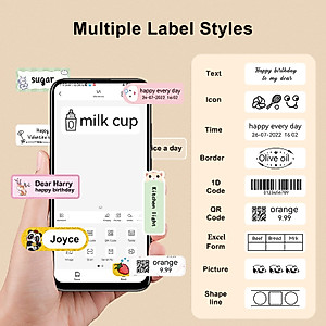 INeedIt D110 Label Maker with Case, Portable Wireless Bluetooth Connect Thermal Label Maker Machine for Phone Compatible School Office Home Organization USB Rechargeable