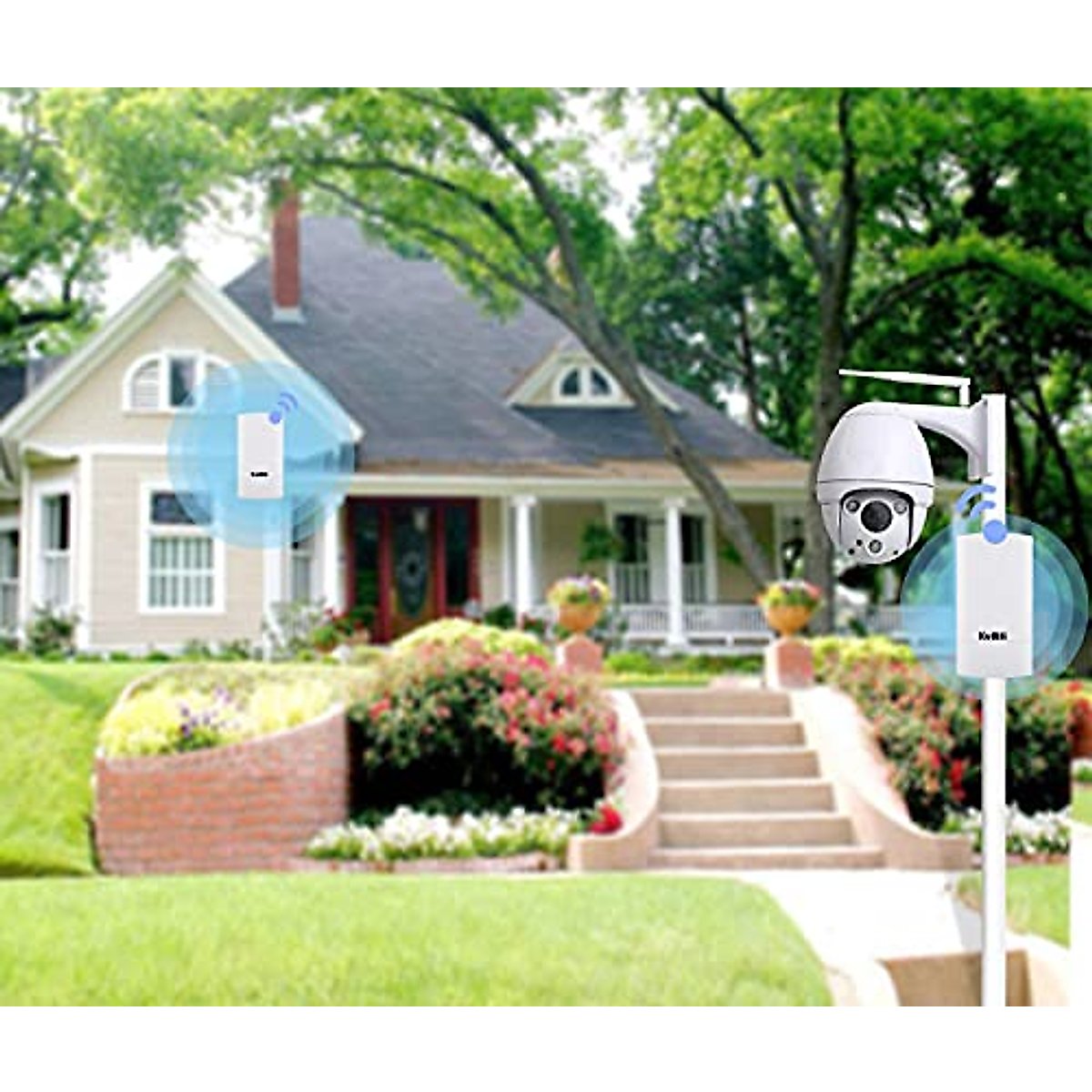 KuWFi 2-Pack 300Mbps Wireless Bridge, Wireless Outdoor CPE WiFi Bridge Kit Point to Point Wireless Access Point 2.4G Internet Bridge 1KM Transmission Distance Solution for PTP/PTMP(Pre-Program)
