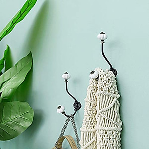 NIKKY HOME Wall Hooks Decorative 2 Pack Hanging Rustic Vintage Pumpkin Metal Iron Ceramic Antique Mounted Wall Hook for Towels Coat Bag Scarf Cap Hat Key for Farmhouse Mudroom Closet Bathroom, White