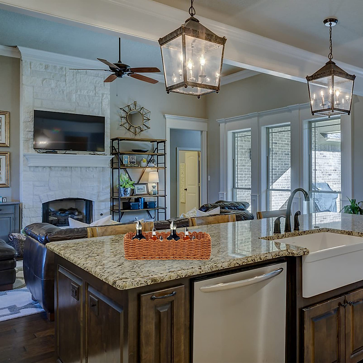 Kichvoe Seasoning Jar Storage Box Rustic Touch Elegance Room Decorations Housewares Woven Storage Basket Cutlery Storage Desktop Tableware Cutlery Rack Cutlery Basket Drain Basket Plastic