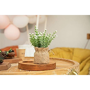 Velener Babys Breath Artificial Flowers in Small Burlap Bag Vases 3Pcs -Gypsophila Faux Flowers Farmhouse Home Coffee Table Bookshelf Office Desk Decorations Kitchen Dining Room Fake Plants Indoor