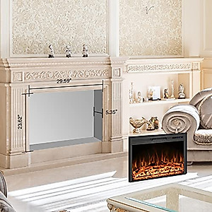 Rodalflame Electric Fireplace Inserts with Touch Screen & Remote Control, Timer, 750/1500w, Black, 32 9/10 Inches Wide, 24 9/10 Inches High