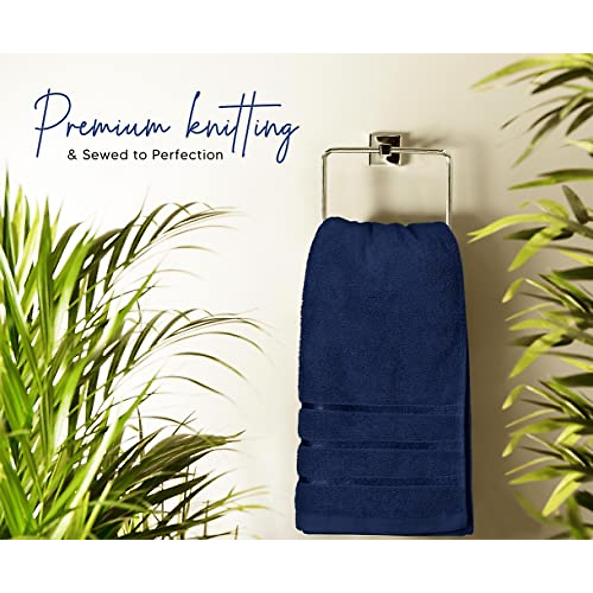 Utopia Towels - 6 Pack Viscose Hand Towels Set, (16 x 28 inches) Ring Spun Cotton, Ultra Soft and Highly Absorbent 600GSM Towels for Bathroom, Gym, Shower, Hotel, and Spa (Navy)