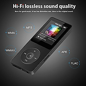 AGPTEK A02S 16GB MP3 Player with FM Radio, Voice Recorder, 70 Hours Playback and Expandable Up to 128GB, Black