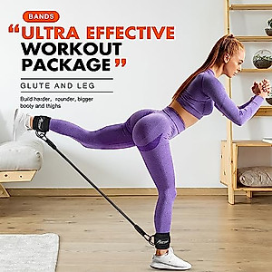 Ankle Resistance Bands with Cuffs, Three Different Pound Leg Workout Equipment, Booty Workout Straps with Adjustable, Portable Cable Machine Ankle Strap Suitable for Home, Gym and Office