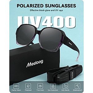 Meeloog Polarized Fit Over Glasses Sunglasses for Women Men, Square Oversized Lightweight Shades for Driving Riding MST2106