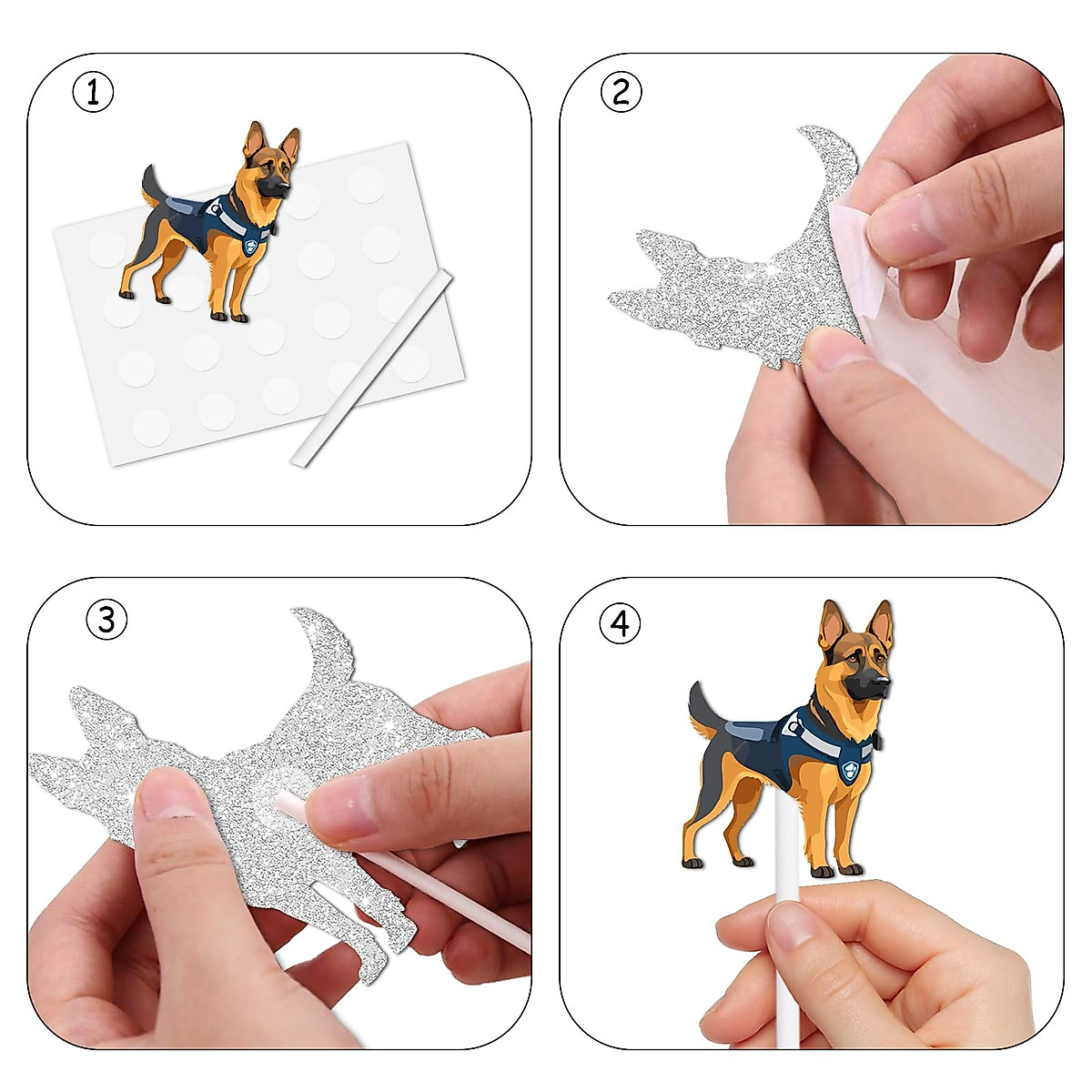 18pcs Blue Glitter Dessert Cupcake Topper Congrats Officer Policeman Theme Decor Supplies Boys Girls 2024 College Graduation Party Decorations