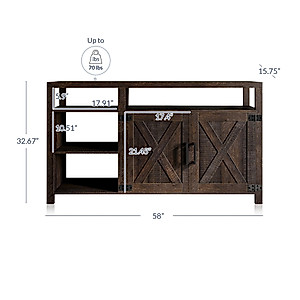 BELLEZE 58" TV Stand for TVs Up to 65", Modern Entertainment Center & TV Cabinet with Storage Shelves and Cabinet, Wood Storage Cabinet Media Console Table for Living Room Bedroom, Espresso