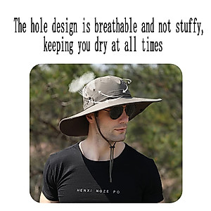 UPF 50+ Sun Protection Waterproof Breathable Wide Brim Bucket Sun Hat (cotton polyester, H2-grey)