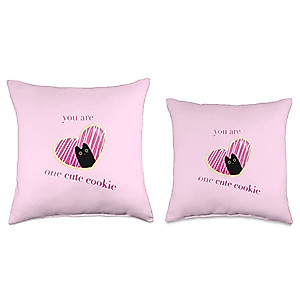 NUKO You Are One Cute Cookie Punny Valentine Heart Sus Kawaii Cat Throw Pillow, 18x18, Multicolor