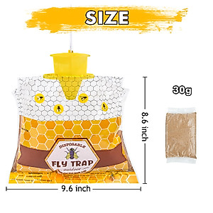 Fly Traps Outdoor Fly Trap Hanging, 6 Natural Pre-Baited Fly Bags Outdoor Disposable, Fly Hunter Catchers Control Killer Repellent Outdoors, Stable Horse Farm Barn Ranch Fly Trap for Mosquito Bug