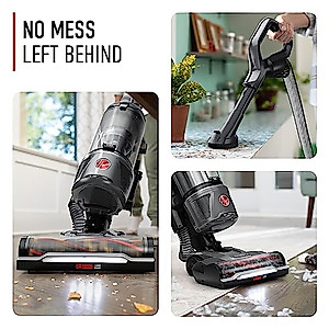 Hoover WindTunnel Tangle Guard Bagless Upright Vacuum Cleaner Machine, for Carpet and Hard Floor, Strong Suction with Anti-Hair Wrap, HEPA Media Filtration, Lightweight, UH77100V, Gray
