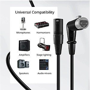 TNP Premium 50ft Male to Female Right Angle XLR Cable Balanced 3 Pin Microphone Audio Wire Cord Interconnect Connector Plug Adapter Converter for Professional Recording Camcorders Cameras