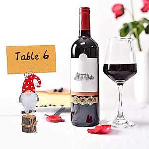 VAIIEYO 4Pcs Christmas Decoration Card Holders, Wooden Base Place Card Holders, Iron Wire Picture Picks Clip Holder Picture Memo Note Photo Clip for Xmas Party, Table Decoration, Wedding, Office