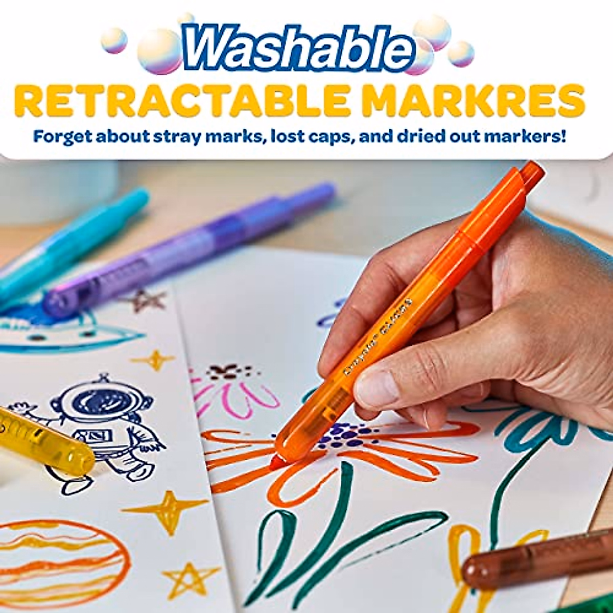 Crayola Washable Markers with Retractable Tips, Clicks, School Supplies, Art Markers, 10 Count