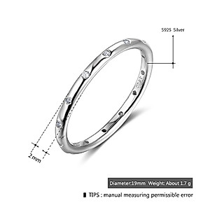 925 Sterling Silver Simple Style CZ Band Ring, Ring Size 6 7 8 (6)