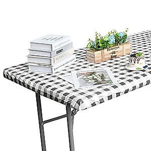 Deluxe Elastic Edged Flannel Backed Vinyl Fitted Table Cove (Dark Gray, 4ft,30x48inch)