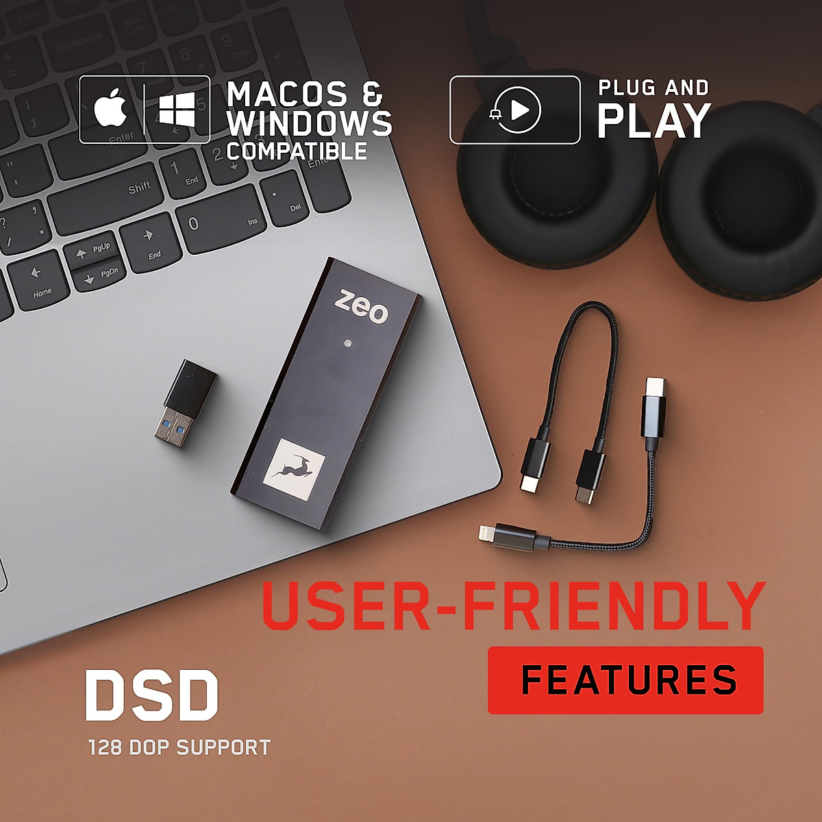 Antelope Audio ZEO Portable Hi-Fi Audio DAC and Headphone Amp with USB Input and 3.5mm Output