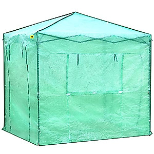 VEVOR 8'x 6'x 8' Pop-Up Greenhouse, Set Up in Minutes, Portable Greenhouse with Doors & Windows. High Strength PE Cover & Powder-Coated Steel Construction